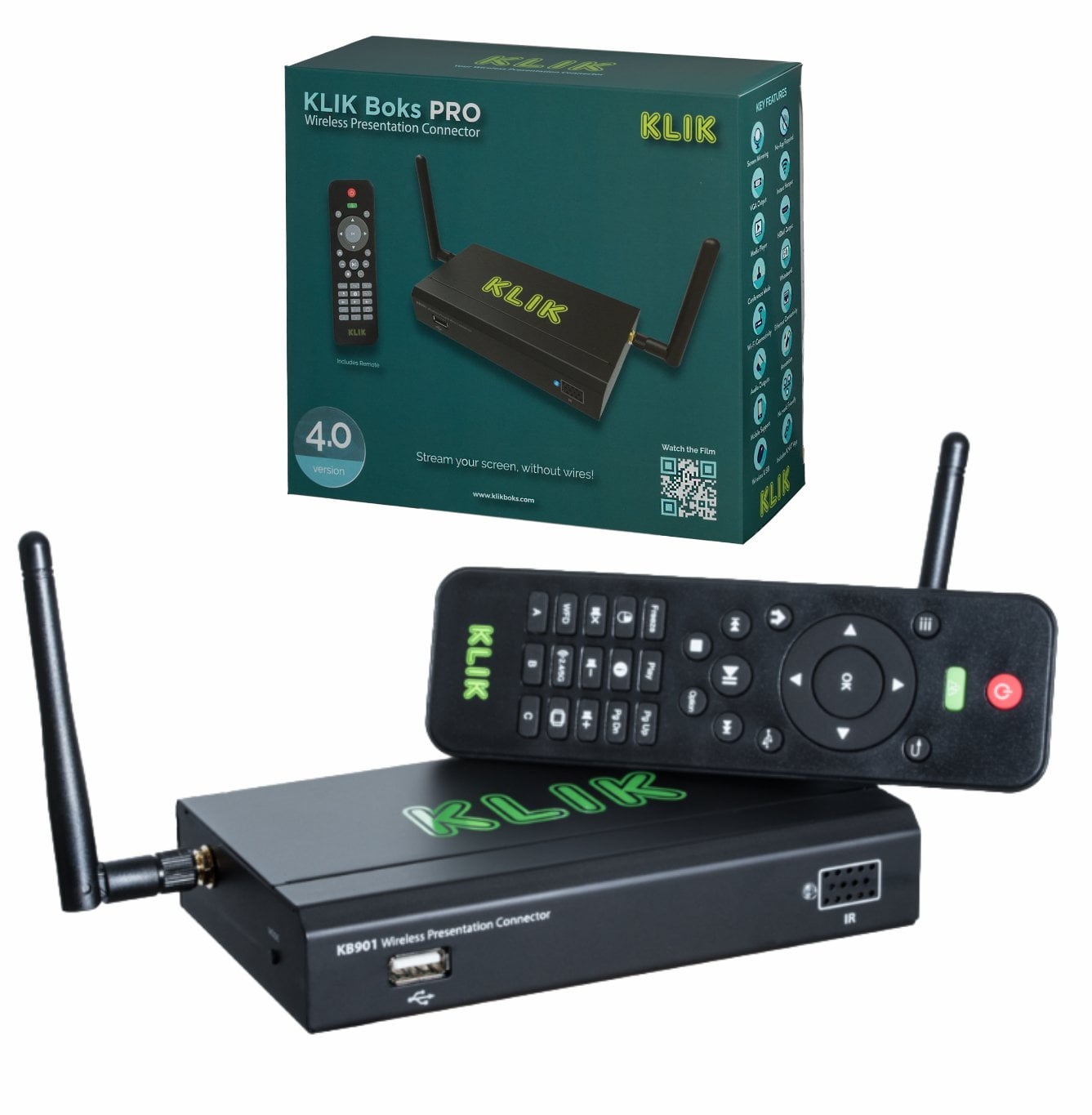 KLIK Boks PRO Wireless Presentation System w/ Wi-Fi, VGA, HDMI ...