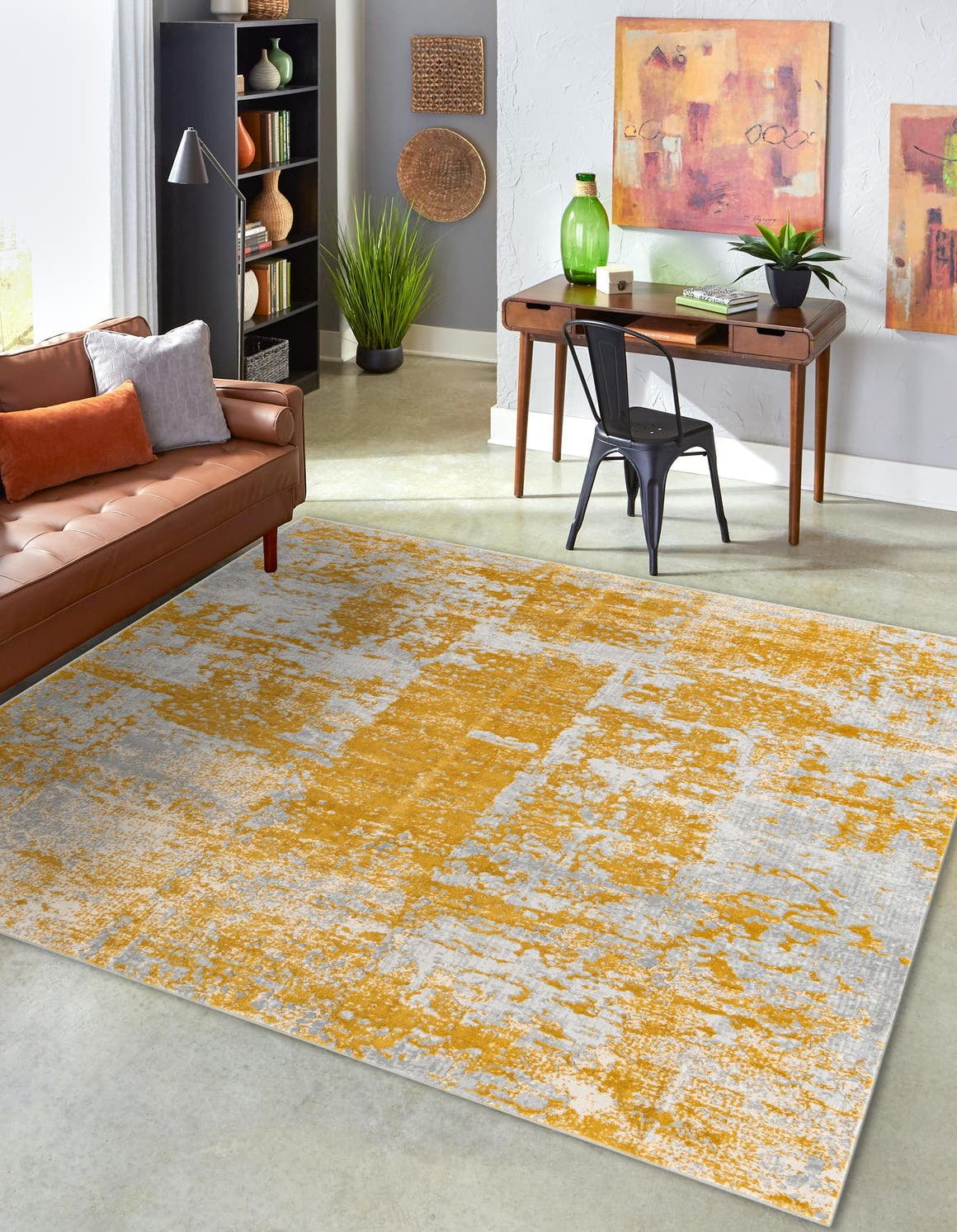 Rugs.com Finsbury Collection Rug – 7' 10 Square Yellow Medium Rug ...