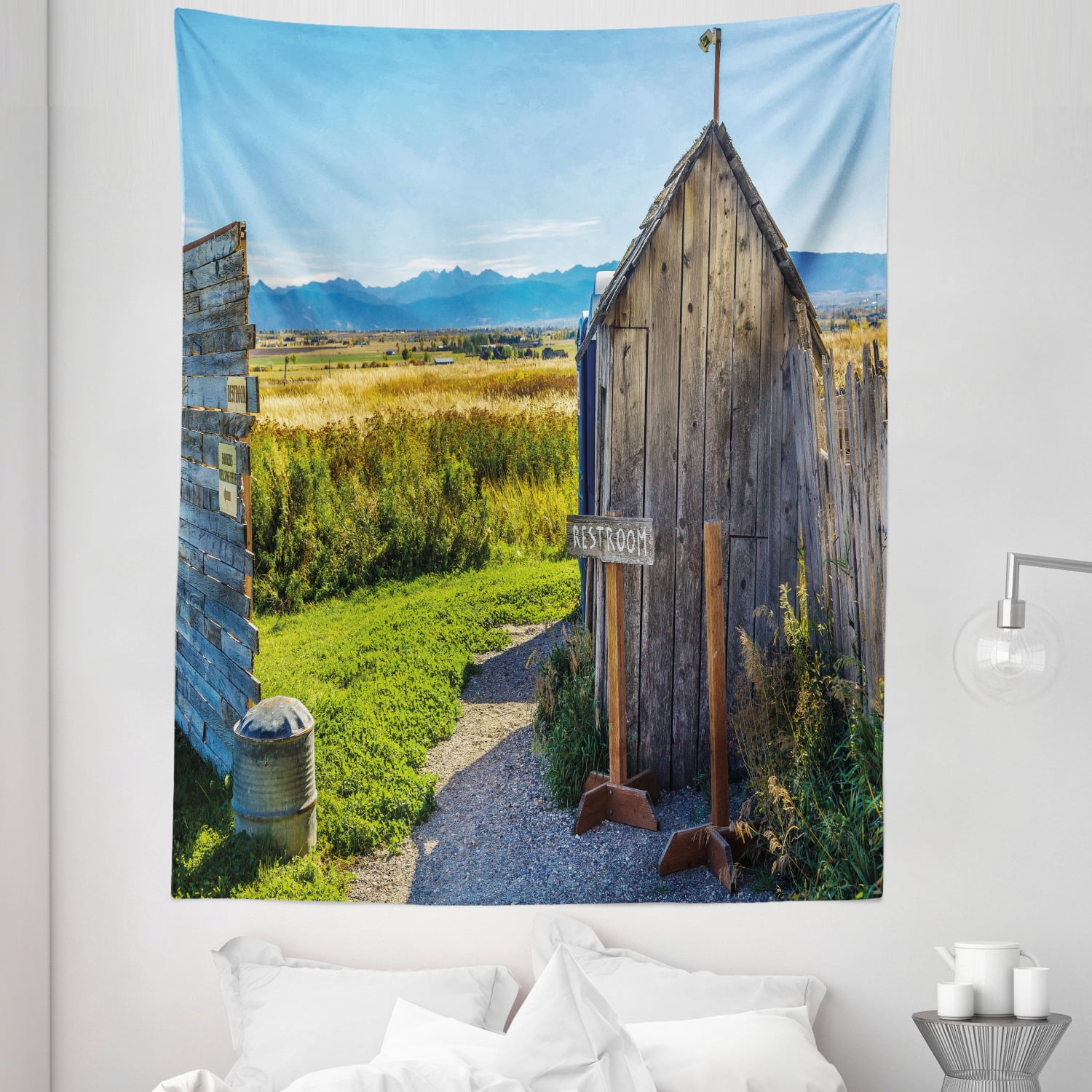 Outhouse Tapestry, Old Rustic Wooden Cottage Barn Shed in a Farm ...