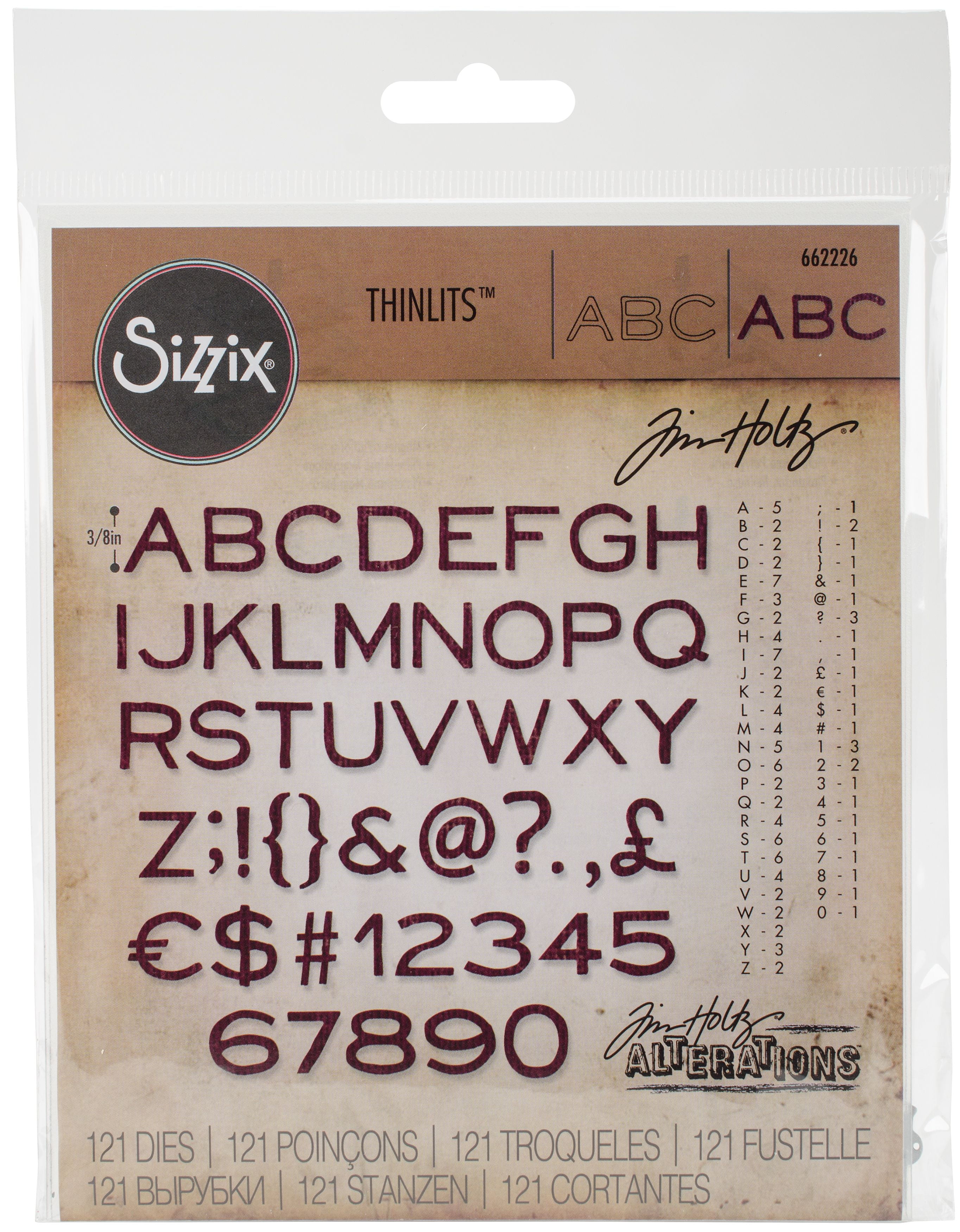 Sizzix Thinlits Die Set 121PK - Alphanumeric, Thin (3/8" Tall) - Walmart.com