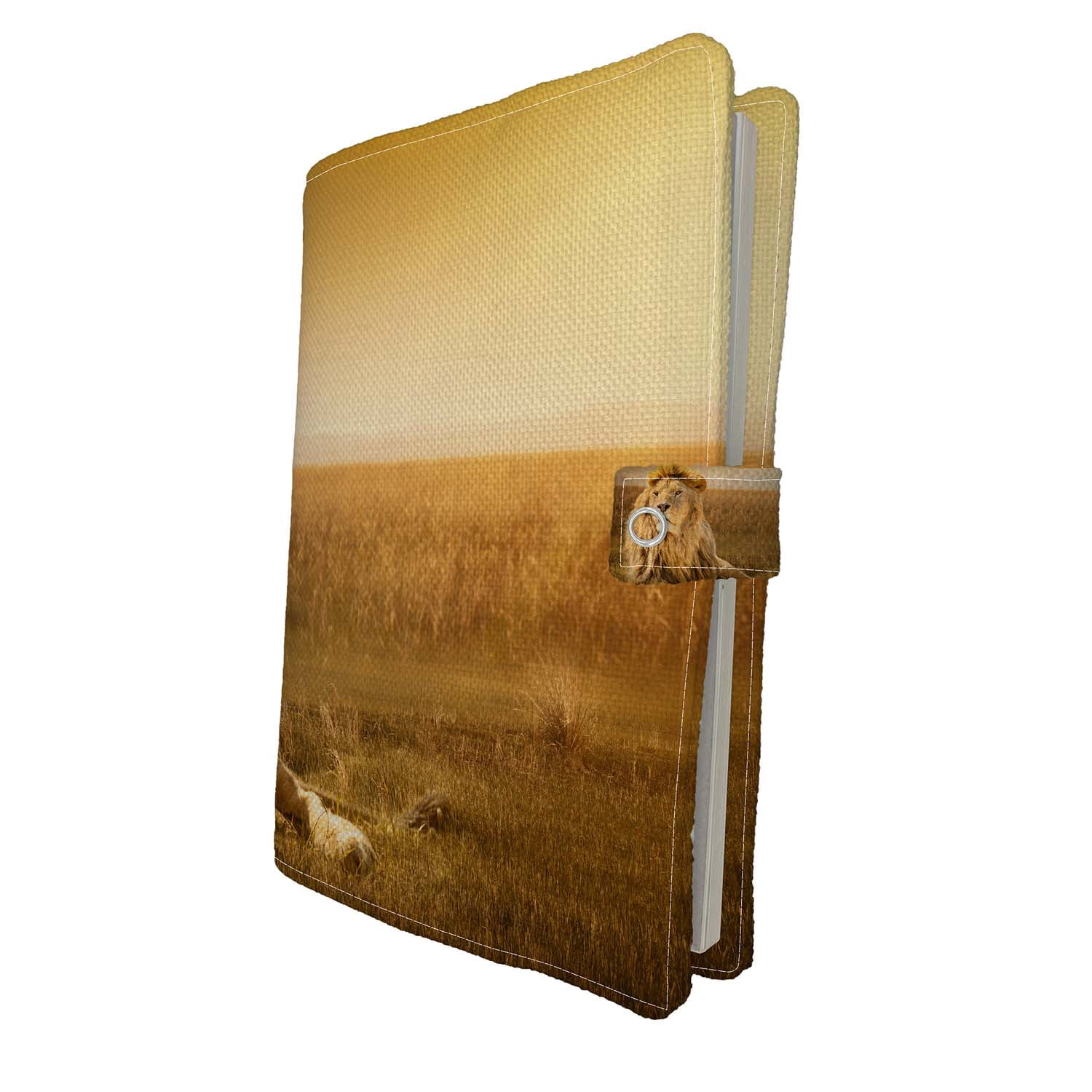PKQWTM Big Male Lion Lying Grass Book Cover Book Protector Book Sleeve ...