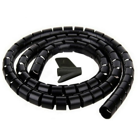 Cable Cover, 2m - ∅28mm, Black, 2m Flexible Electrical Cable Management ...