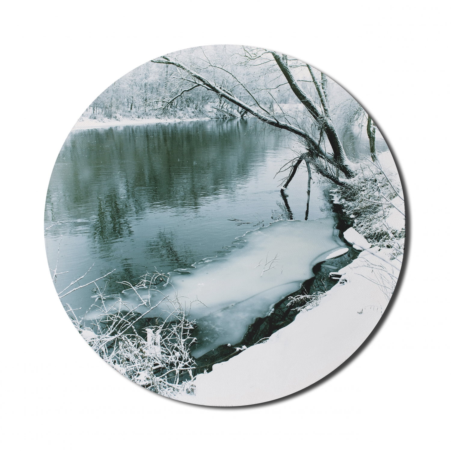 Nature Mouse Pad for Computers, Winter Forest with Frozen Snowy Foliage ...