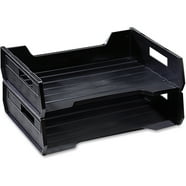 deflecto Industrial Stacking Tray Set, Two Tier, Plastic, Black ...