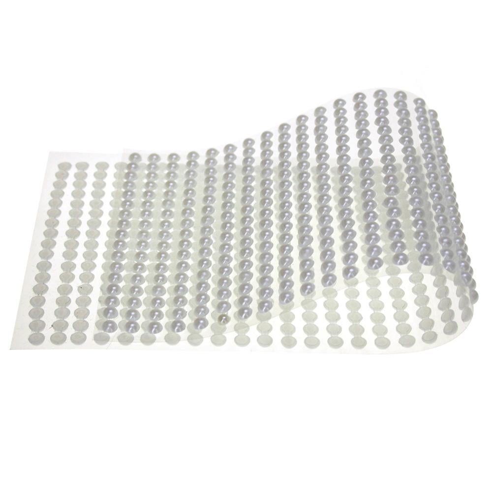 Plastic Pearls Flat Bead Self Adhesive Stickers, 5mm, 38-Strips, White ...