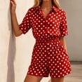 AHTJRT Women's Polka Dots 2 Piece Short Sets Collared Button Down ...