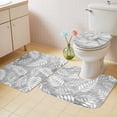 Ash Fronds Bathroom Rugs Set Gray Silver Slate Leaf Plant Canvas Weave ...