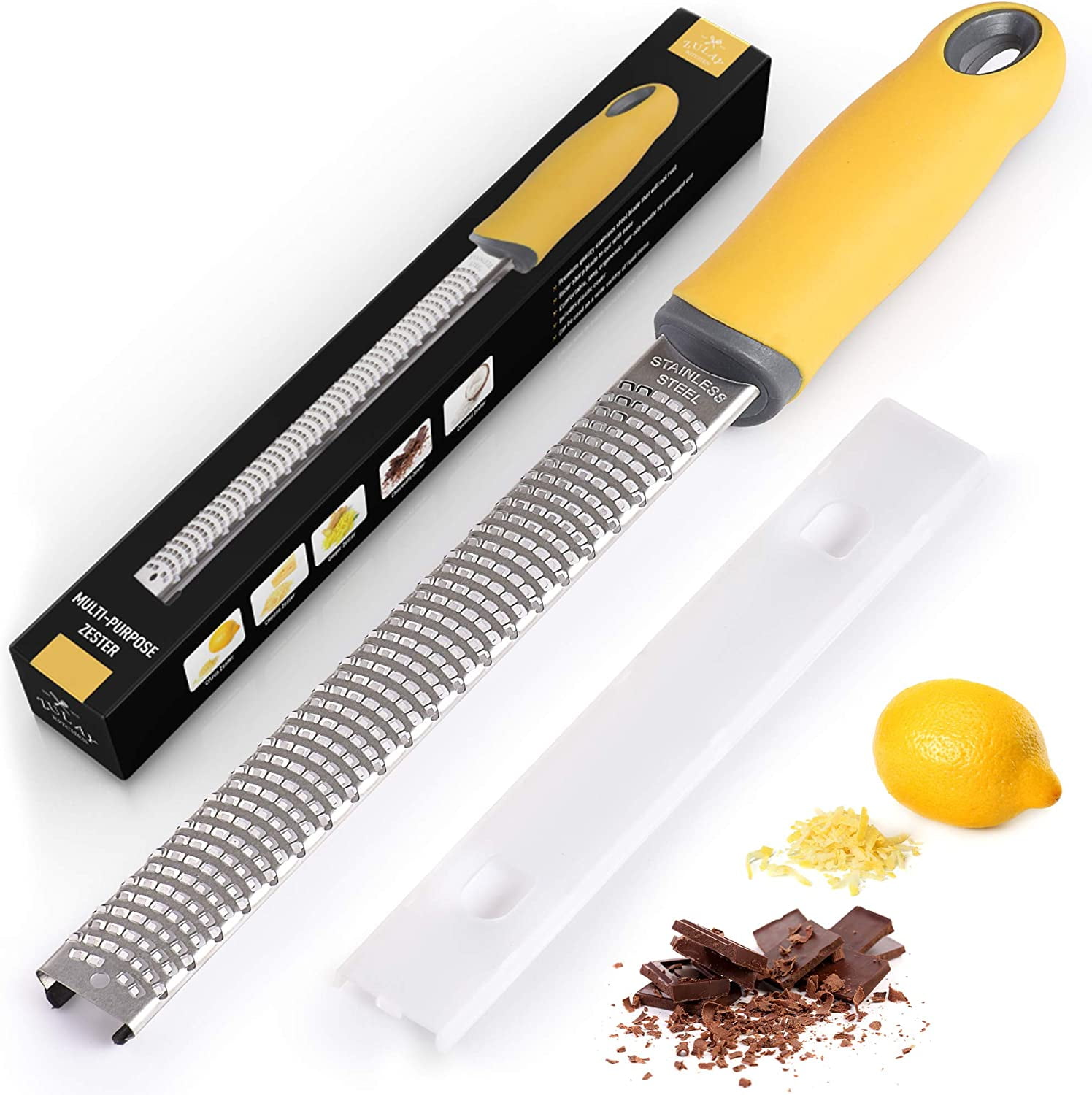 Zulay Kitchen Cheese Grater & Zester - Stainless Steel Lemon Zester ...