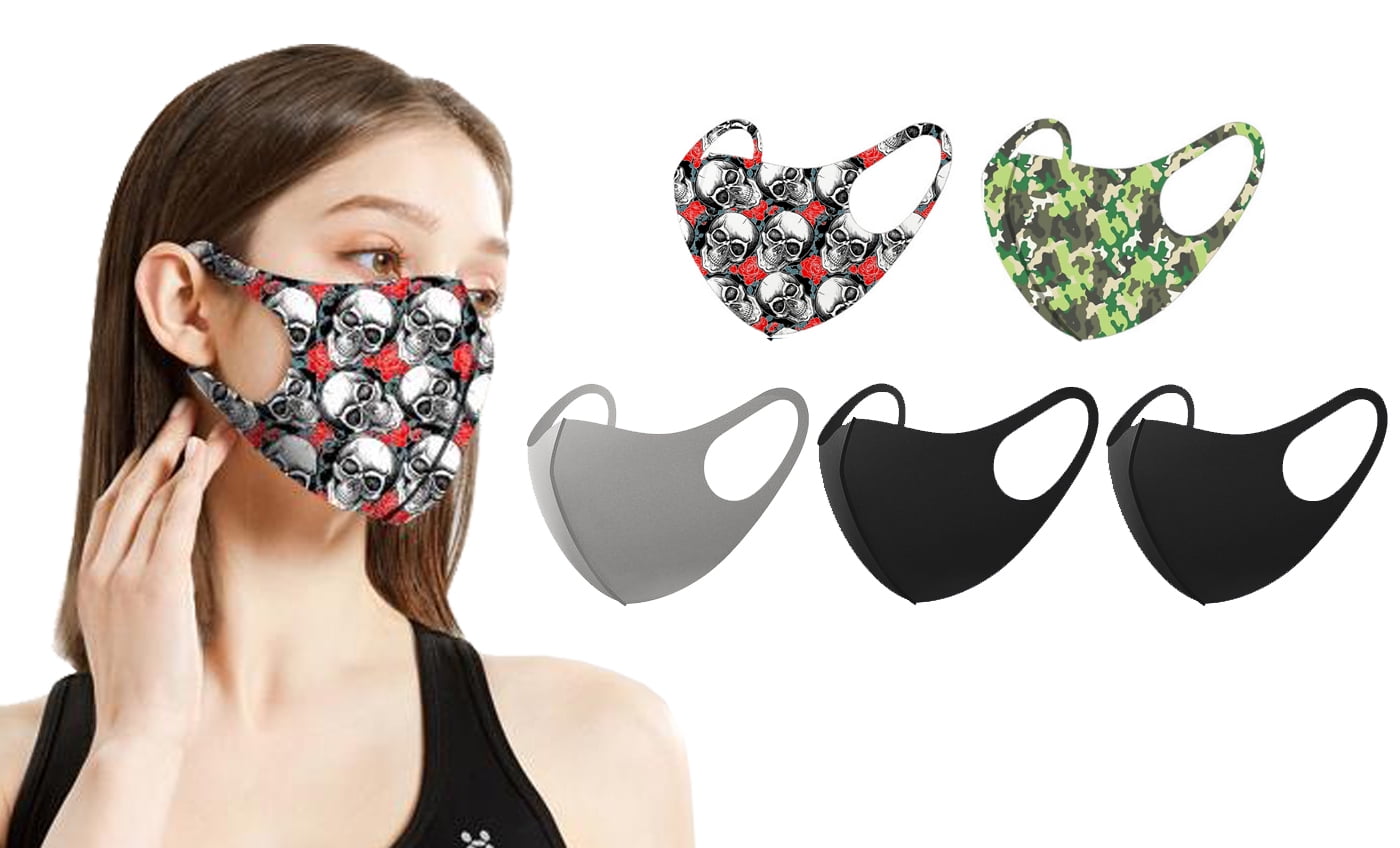 5 Pack Fun Prints Reusable Fabric Masks - Walmart.com