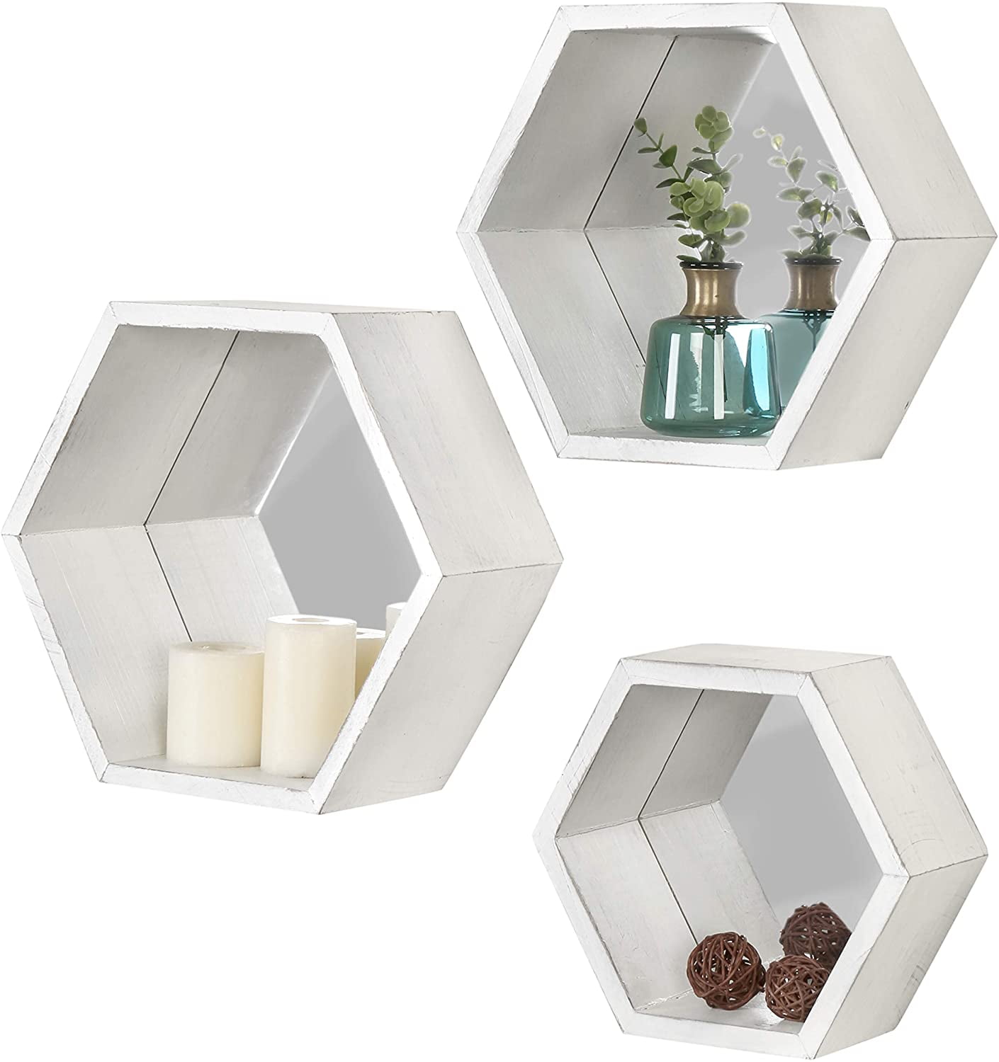 Shelving Wall Hanging Hexagon Shelves Set of 3 Floating Hexagon Shelves ...