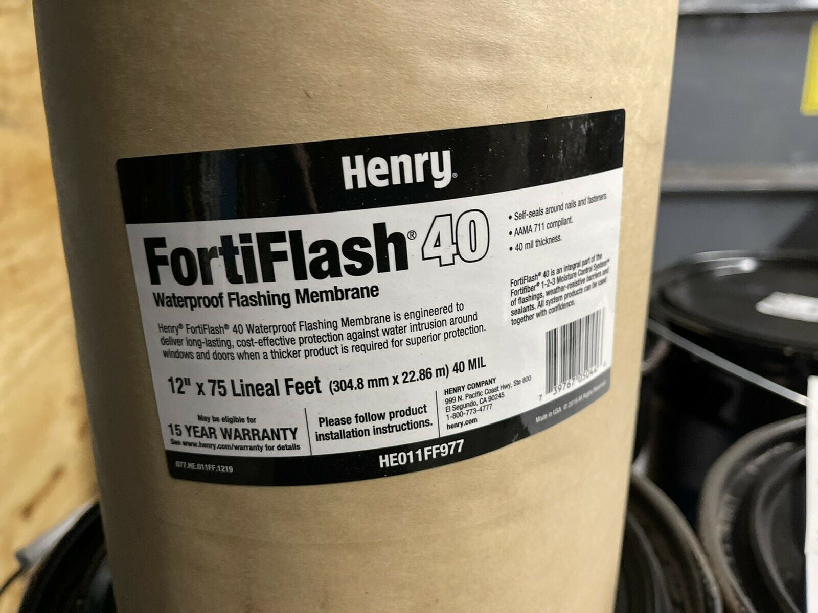 Henry 40 mil 12" x 75' Fortifiber FortiFlash Waterproof Flashing *Ships ...