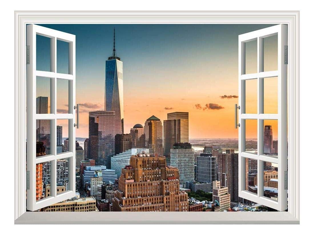 wall26 Removable Wall Sticker/Wall Mural - Lower Manhattan Skyline at ...