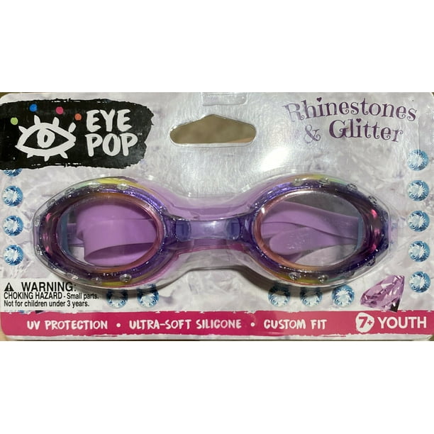 Eye Pop Rhinestones and Glitter Swim Goggles with UV Protection, Youth ...