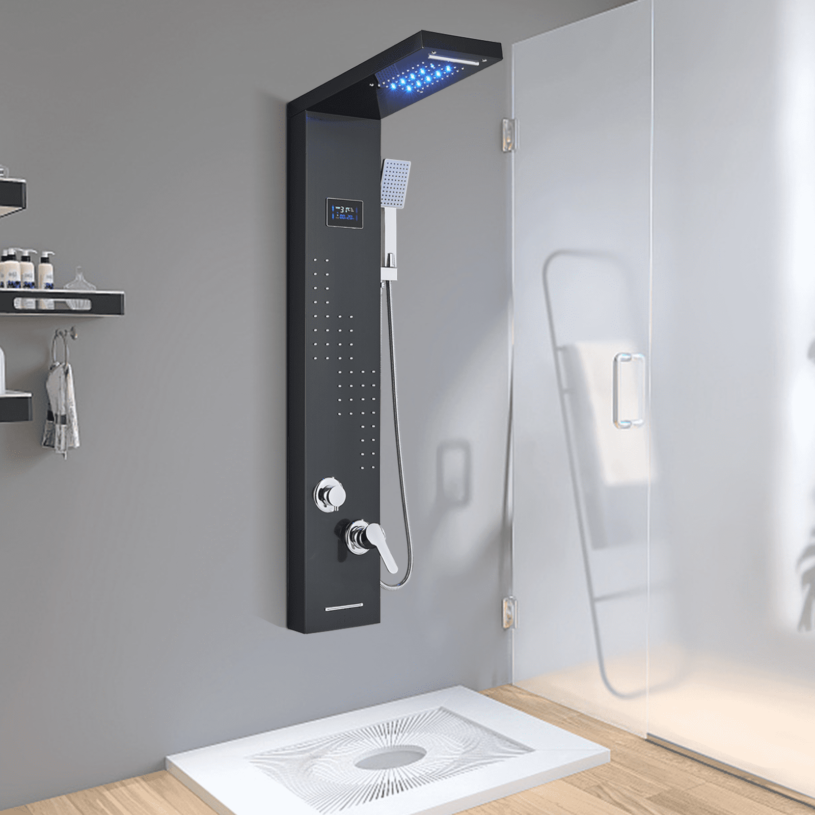 Shower Panel Tower System Stainless Steel LED Muti-Function Shower ...