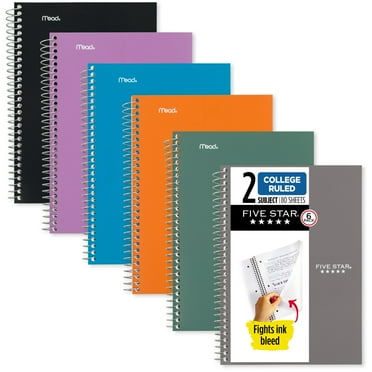 Five Star Spiral Notebook with Pockets, 5-Subject, College Ruled, 200 ...
