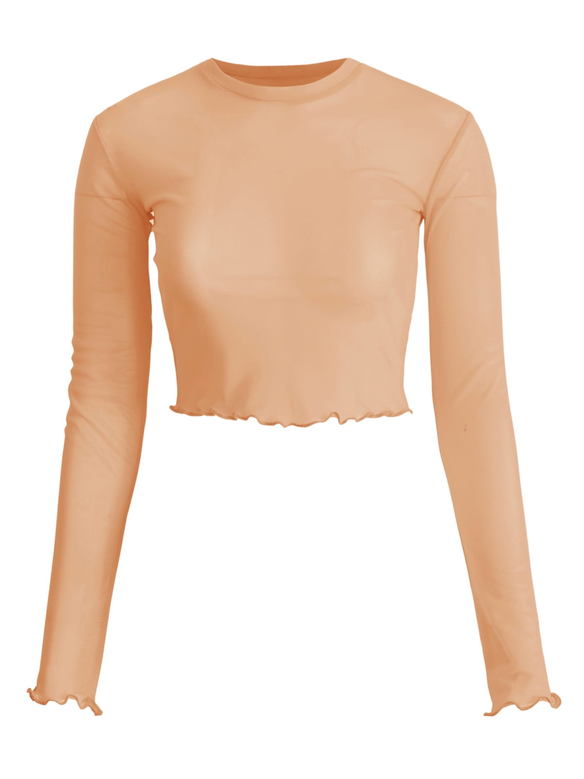 Made by Olivia Women's Sexy Solid Super Stretch Mesh Sheer Long Sleeve ...