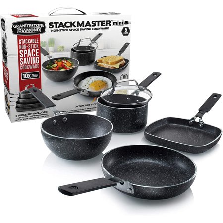Granite Stone Mini Stackmaster Pots and Pans Set 5 Pcs Nonstick ...