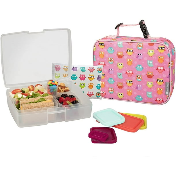 Fuley Lunch Bag and Box Set for Kids - Girls Insulated Lunchbox Tote ...