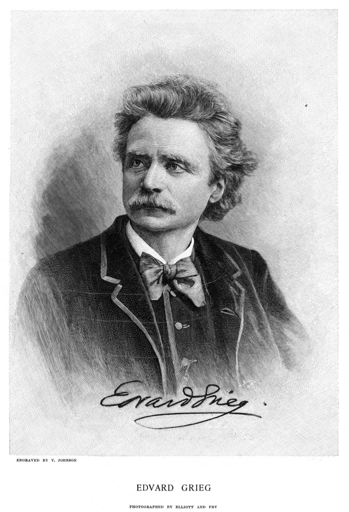 Edvard Grieg (1843-1907) Nnorwegian Composer Wood Engraving 1894 Poster ...