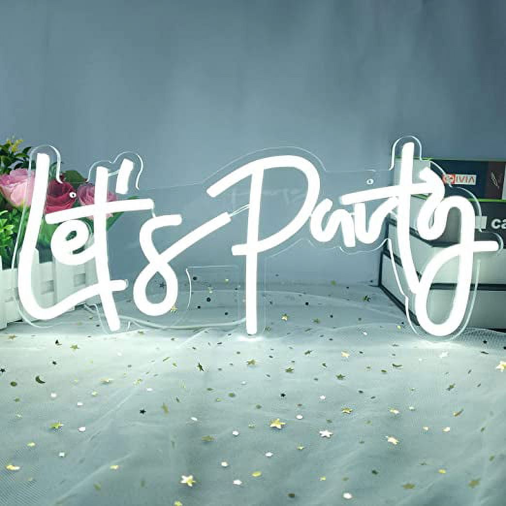 WX&YH Let's Party LED Neon Light Signs USB Power for Bedroom Home Bar ...