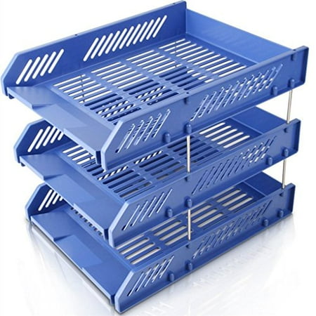 SAYEEC Sturdy 3 Tier Foolscap Desktop File Letter Trays Plastic Holders ...