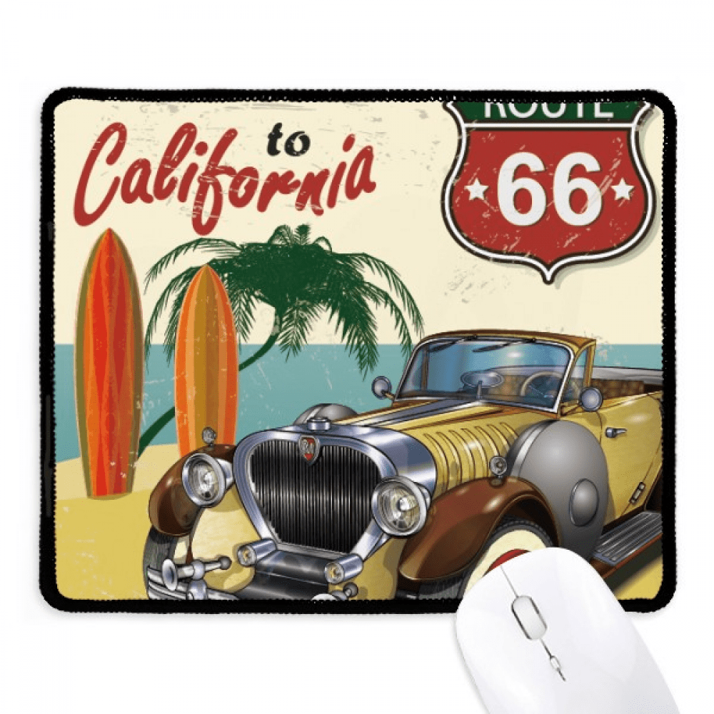 Colorful Classic Cars Beach Pattern Mousepad Stitched Edge Mat Rubber ...