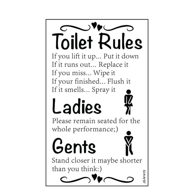Toilet Rules Wall Stickers, Humorous Wall Stickers Are Suitable For ...