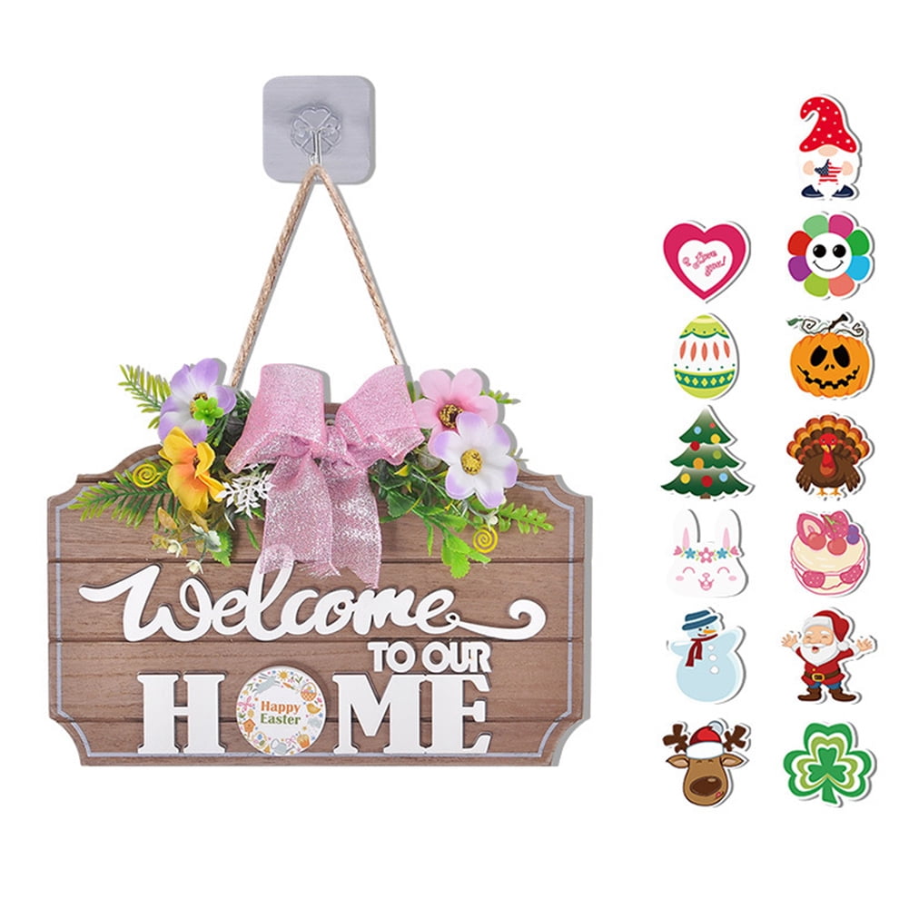 Godderr Welcome Sign For Front Door Wood Sign Hanging Welcome Sign For ...
