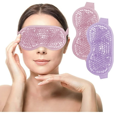 2 PCS Gel Beads Ice Eye Mask Reusable Cooling Eye Mask, Hot and Cold ...
