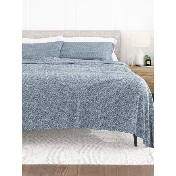 4 Piece Light Blue Polka Dot & Pattern Print Adult Bed Sheet by Comfort ...