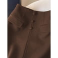 Brown Pencil Skirt With Front Button Closure And Front Split Hem ...