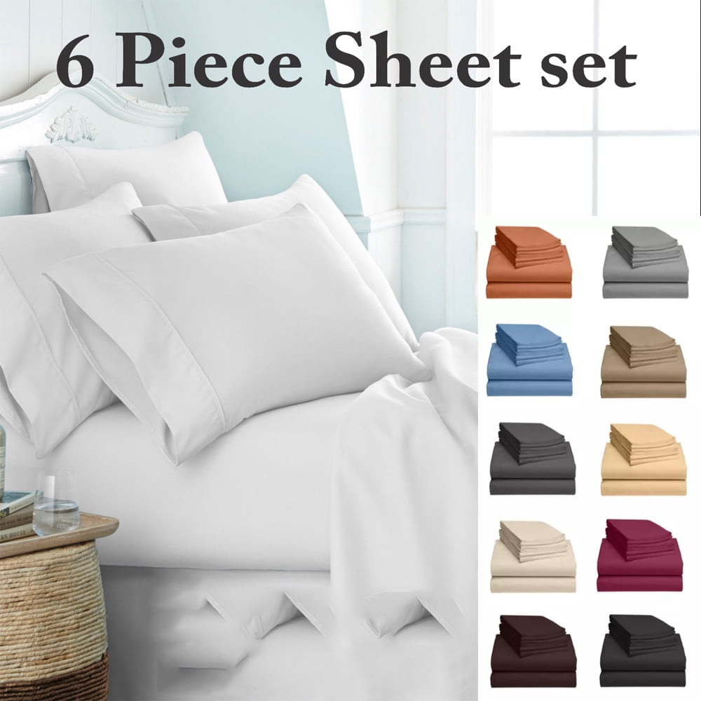 6 Piece Bed Sheet Set Ultra Soft 100 Cotton Sheets 1800 Thread 6 Piece Bed Sheet Set Ultra Soft 100 Cotton Sheets 1800 Thread