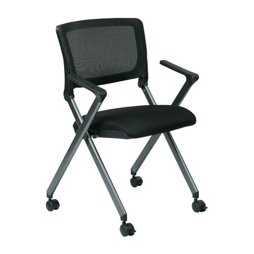 Office Star Products Folding Chair with Screen Back and Icon Black Seat ...