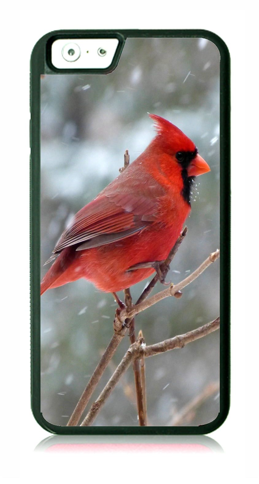 Red Cardinal Bird Black Rubber Case for the Apple iPhone 6 / iPhone 6s ...