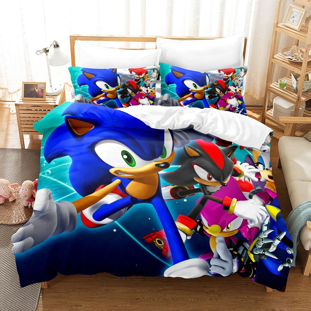 Sonic Bedding Suit, Three-piece Set, Soft Microfiber, Duvet Cover, Boys ...