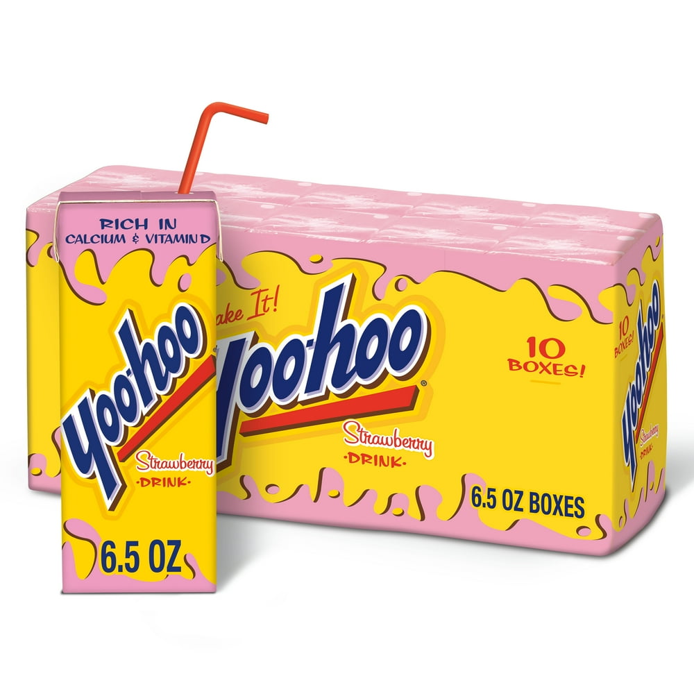 Yoo-Hoo Strawberry Drink, 6.5 fl oz, 10 count - Walmart.com - Walmart.com