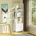 4-Tier Corner Shelf, Bookshelf with 2 Storage Drawers, 57.28”Tall ...