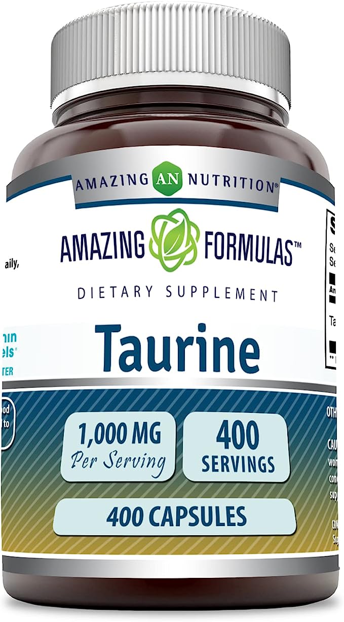Amazing Formulas Taurine 1000mg Capsules Amino Acid Supplement 400 Capsules | Non-GMO | Gluten ...