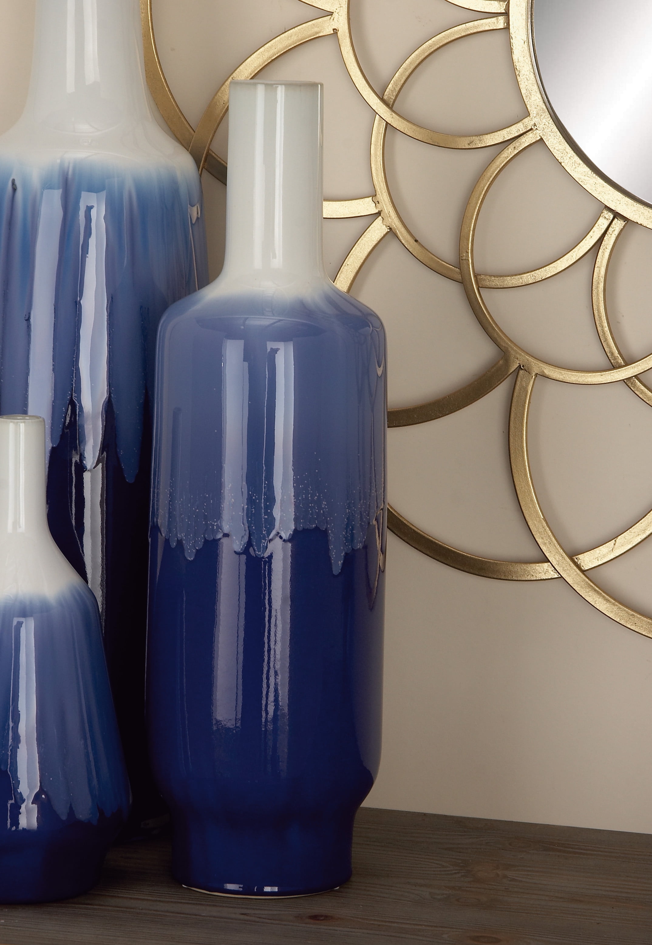 DecMode Modern Style Blue Ceramic Vase, 6"W, 24"H - Walmart.com