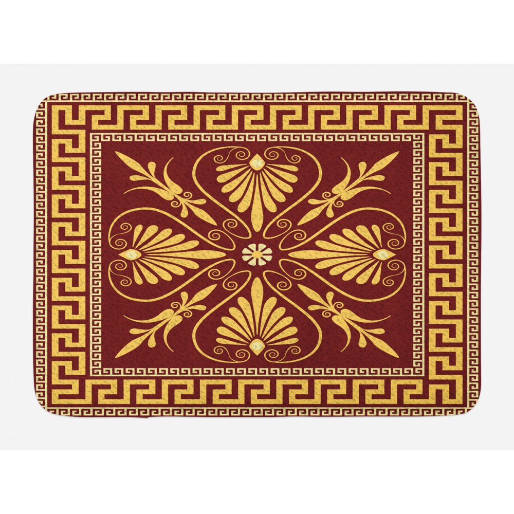 Greek Key Bath Mat, Old Fashioned Frame Design with the Greek Labyrinth ...