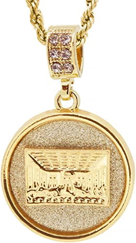 Gold Tone The Last Supper of Jesus Christ Men's Pendant 24" Rope Chain ...