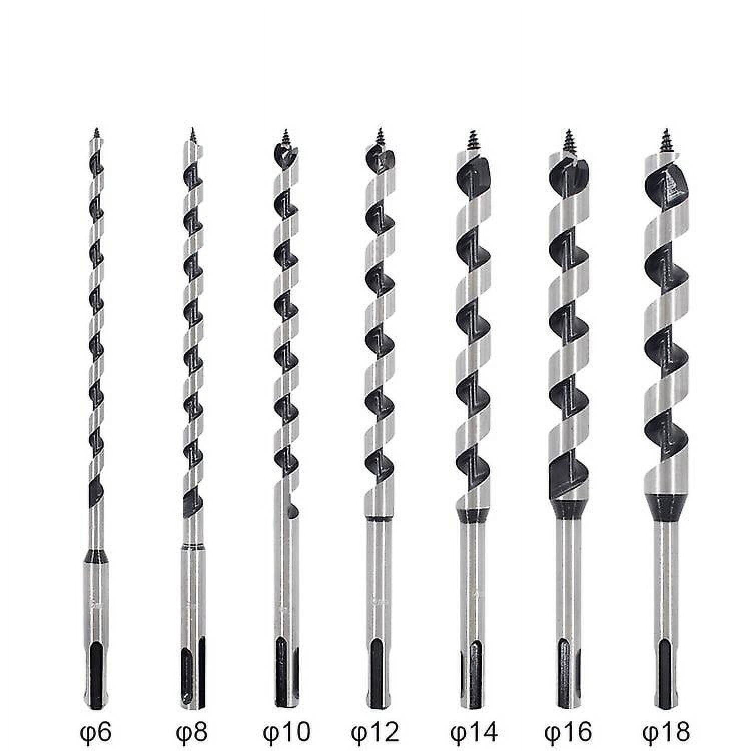 Juego de brocas para madera de 7 piezas 230 mm Sds Plus 6 8 10 12 14 18 ...