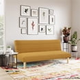 Pemberly Row Convertible Sofa in Marigold Yellow Fabric Upholstery ...