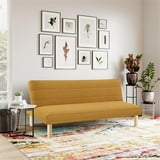 Pemberly Row Convertible Sofa in Marigold Yellow Fabric Upholstery ...
