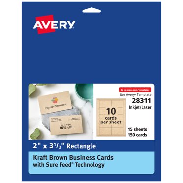 Avery Business Cards, Perforated, Matte White, 2" x 3.5", Paper, Inkjet ...
