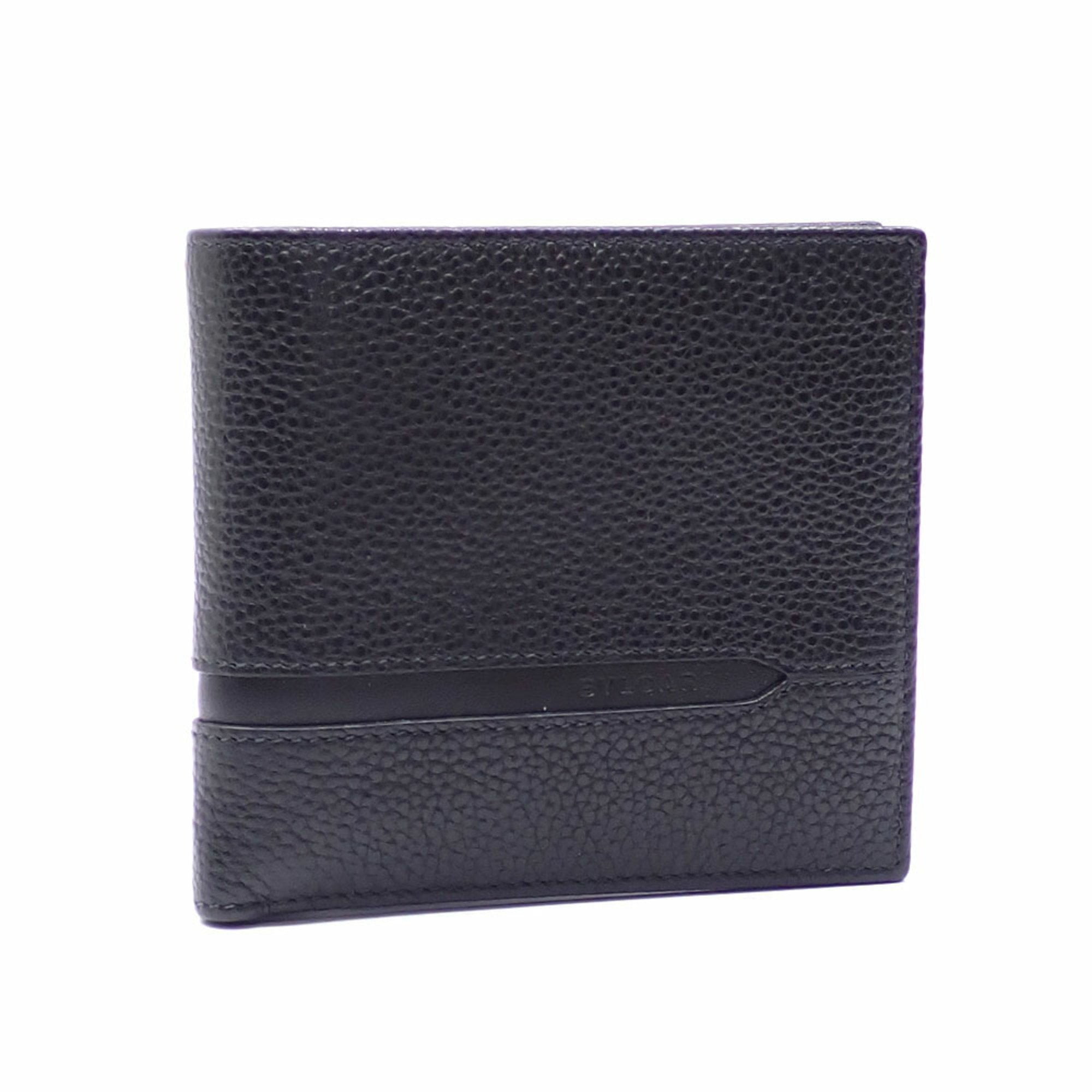 Pre-Owned Bvlgari Bulgari Bi-fold Wallet for Men Black Leather 36964 ...