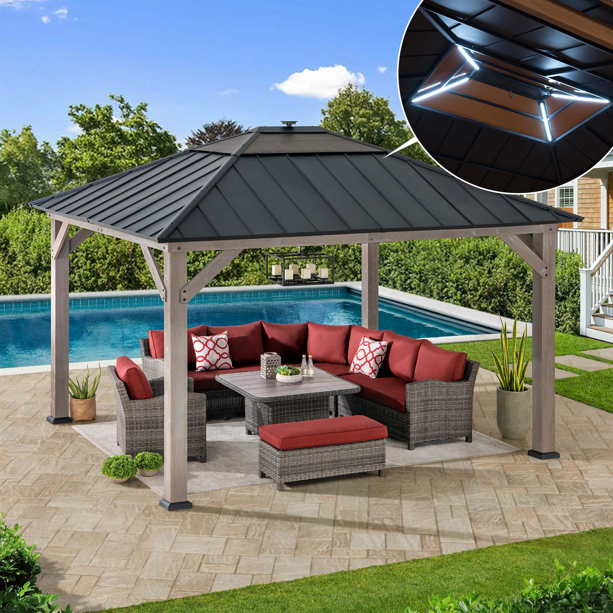 Click here for Sunjoy Group Sunjoy Wood Gazebo 11 X 13 Ft.  Outdo... prices