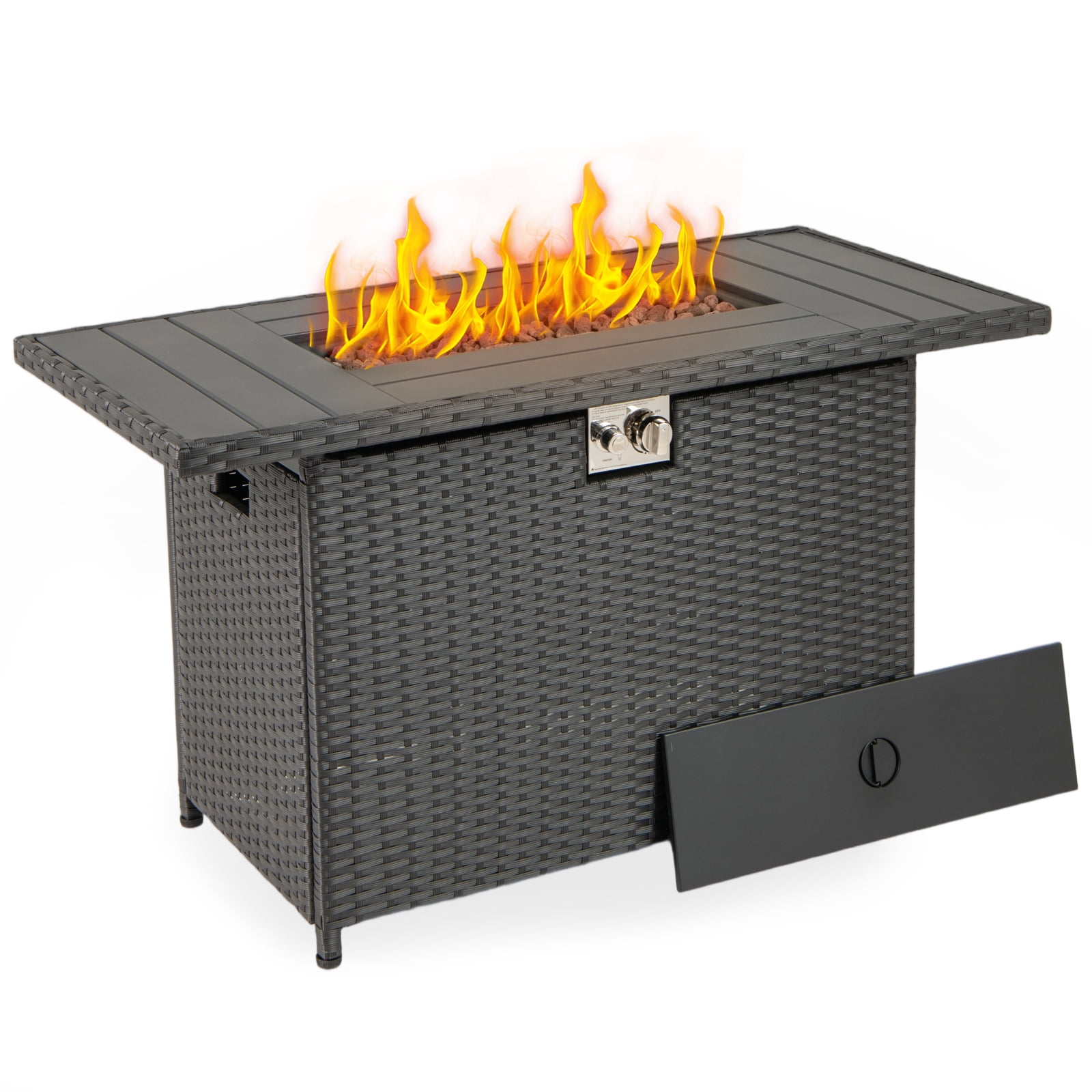 Click here for Gymax 44.5 Propane Fire Pit Table W/ Metal Slatted... prices