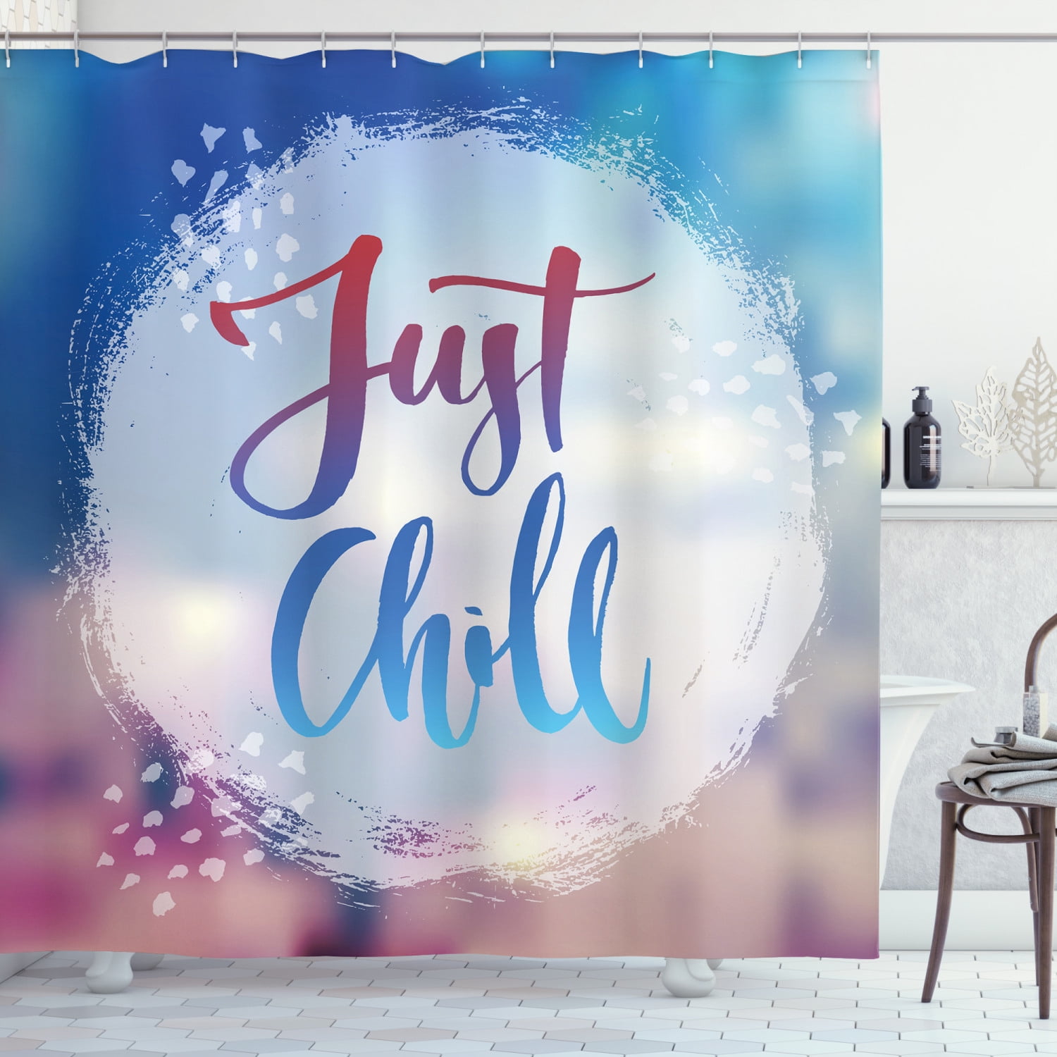 Ambesonne Just Chill Shower Curtain, Words Placed in a Blob, 69"Wx75"L ...