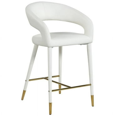 Meridian Furniture Burke Cream Faux Leather Modern Counter Stool with ...